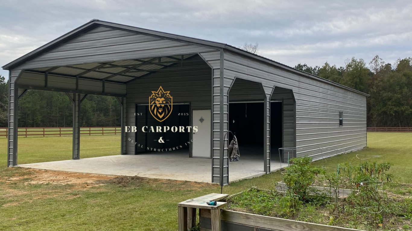 Custom Vertical Roof Buildings - EB Carports & Metal Structures Inc.